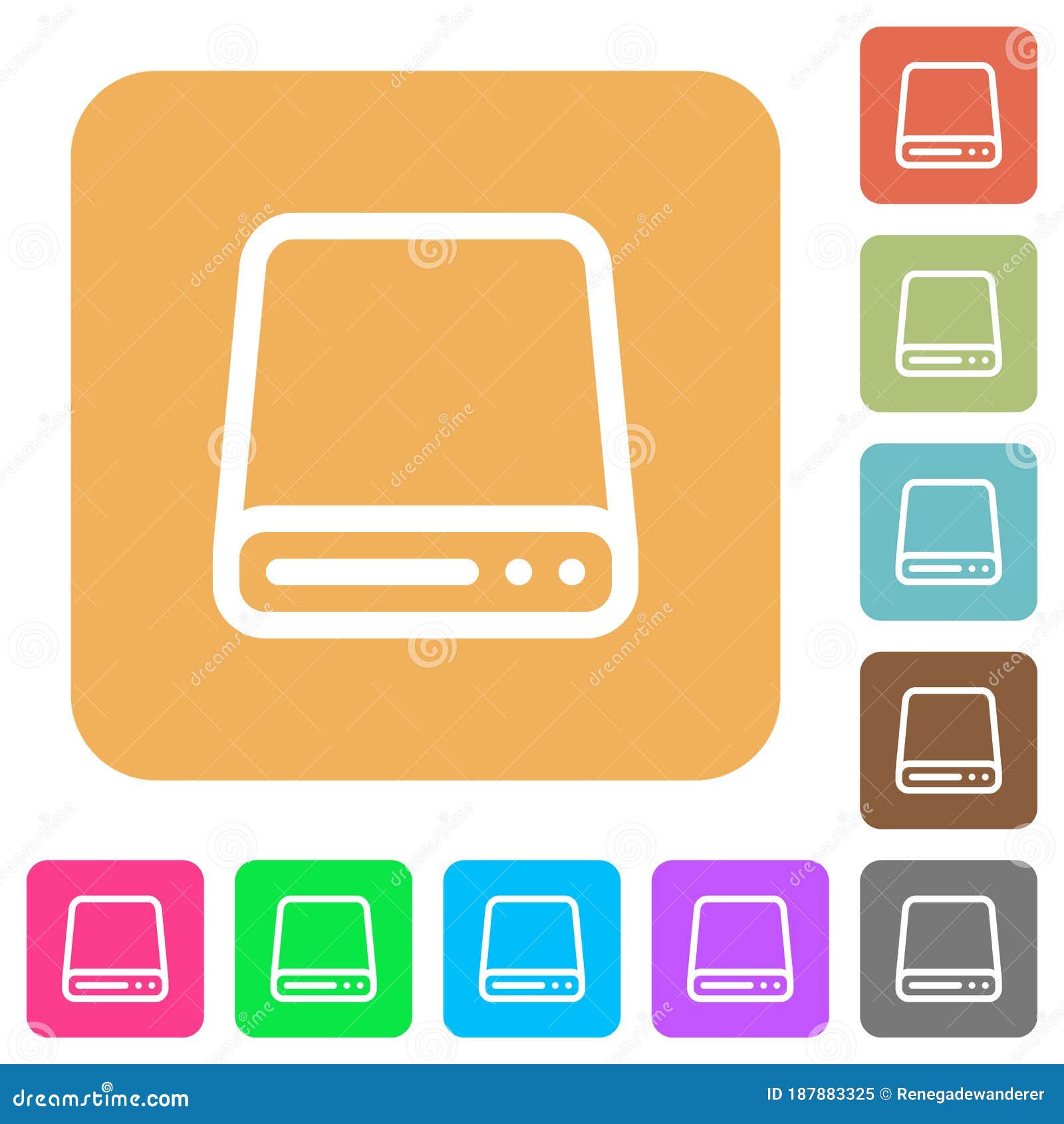 Hard Disk Drive Rounded Square Flat Icons Stock Vector - Illustration of computers, appliance ...