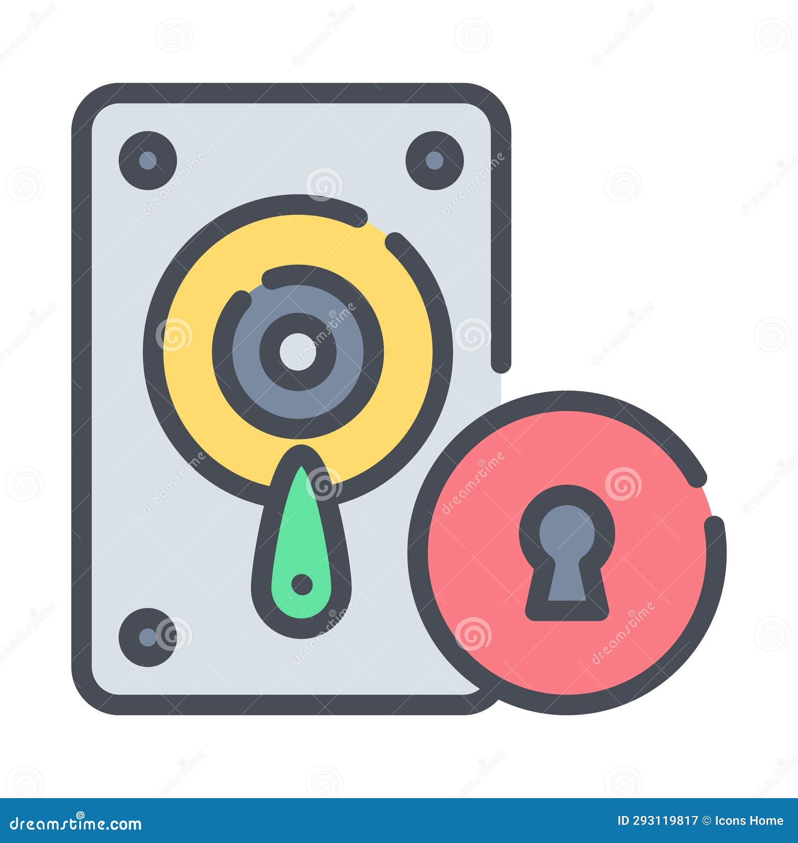 Hard Disk Drive Security Icon, Data Protection, Security Concept Stock ...