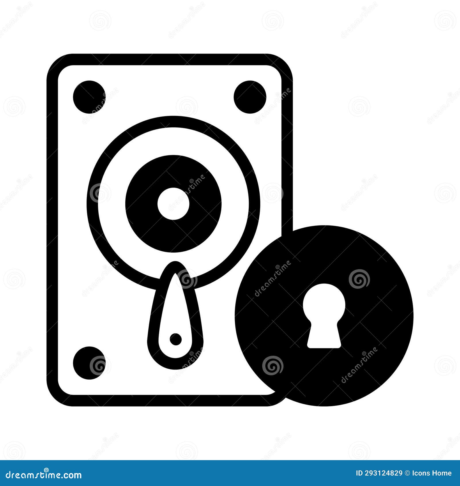 Hard Disk Drive Security Icon, Data Protection, Security Concept Stock ...