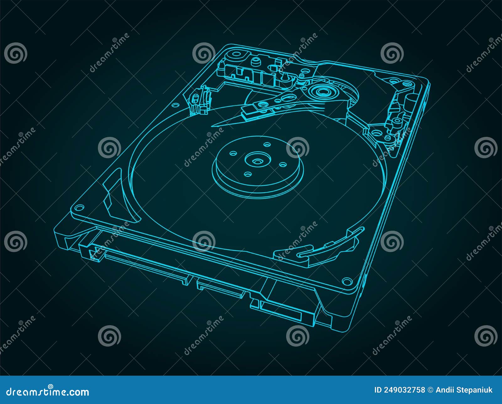 Hard disk drive stock vector. Illustration of equipment - 249032758