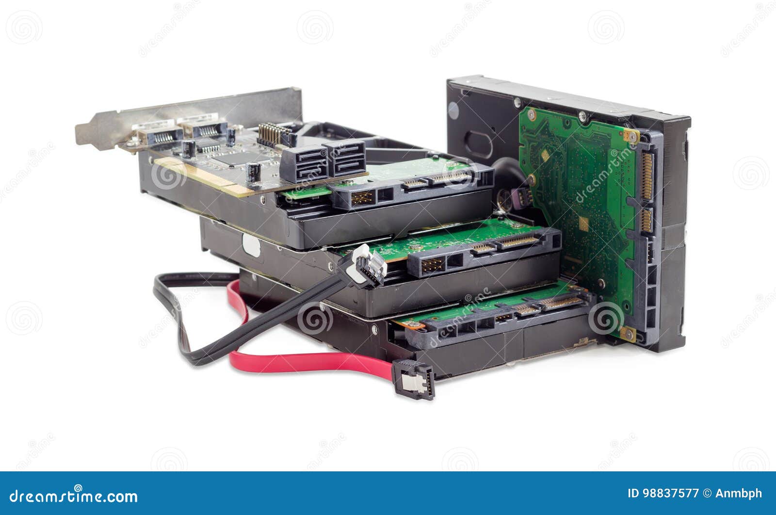 Hard Disk Drives, Disk Controller Card and Cables Stock Image - Image ... Hard Disk Drives, Disk Controller Card and Cables Stock Image - Image ...