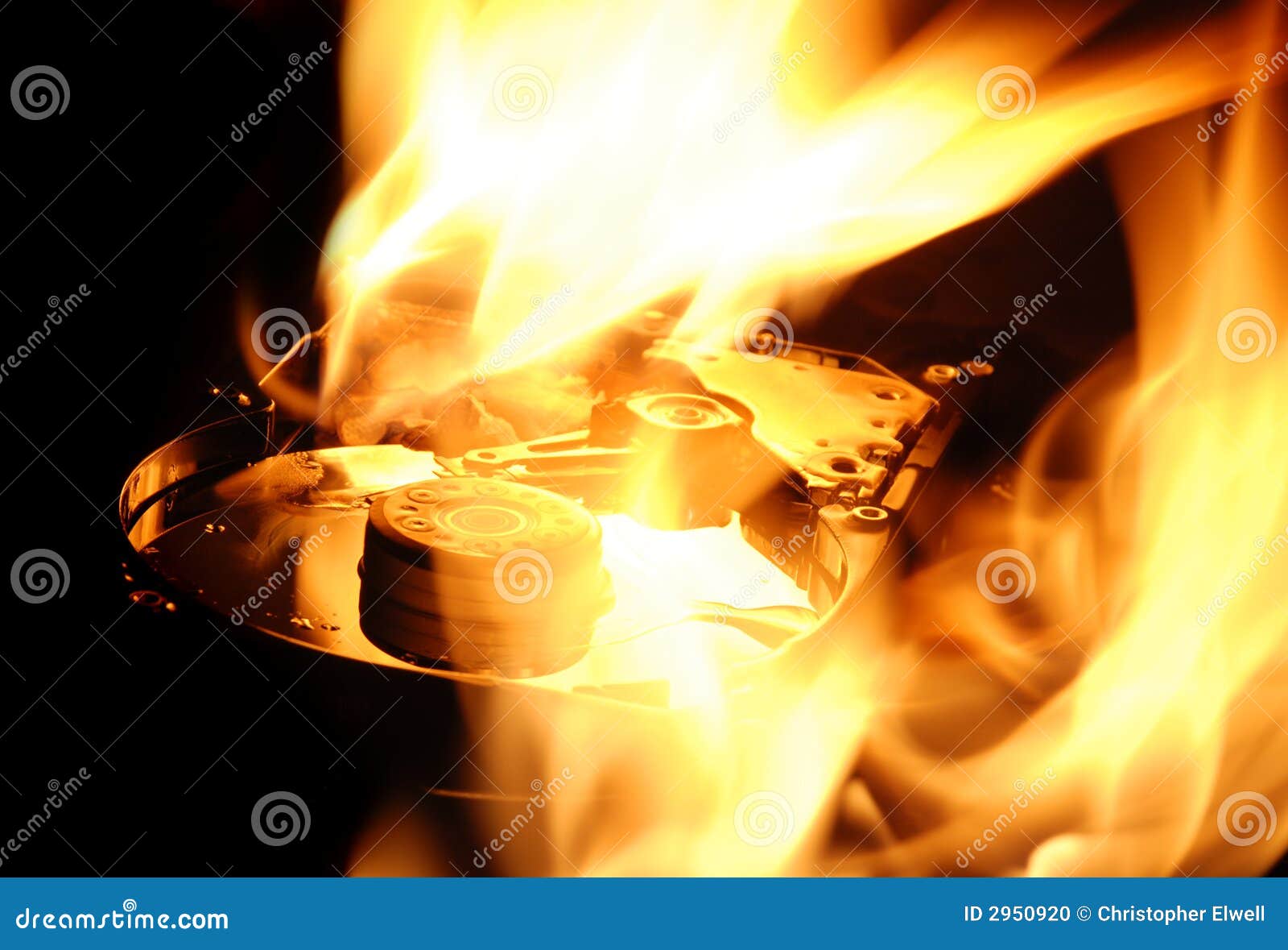 Hard disk on fire stock photo. Image of platter, burning - 2950920