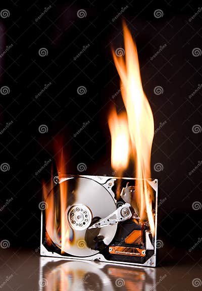 Hard disk on fire stock photo. Image of database, digital - 6046292