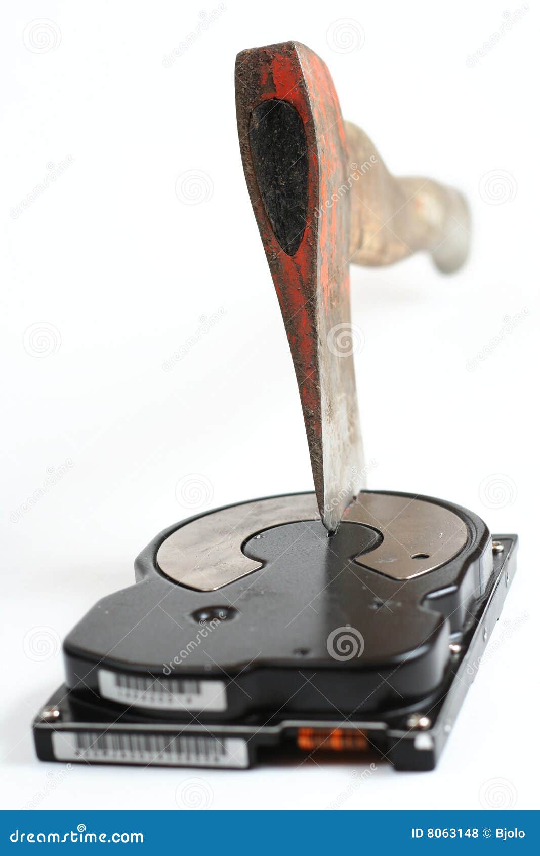 Hard disk hit by ax stock photo. Image of vandalism, loss - 8063148