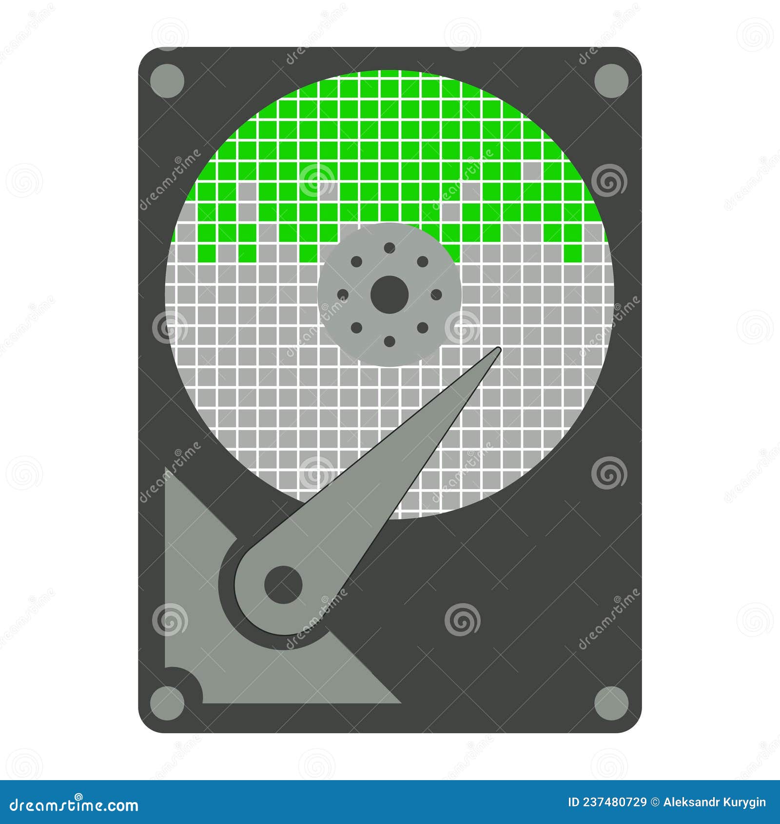 A Hard Disk with an Image of Memory Cells. Defragmentation Clusters ...