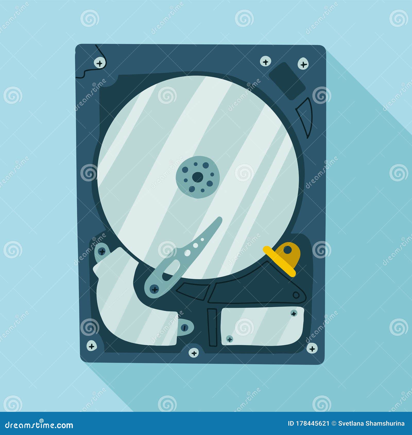 Internal Computer Hard Disk. Harddisk Flat Vector Illustration With ...