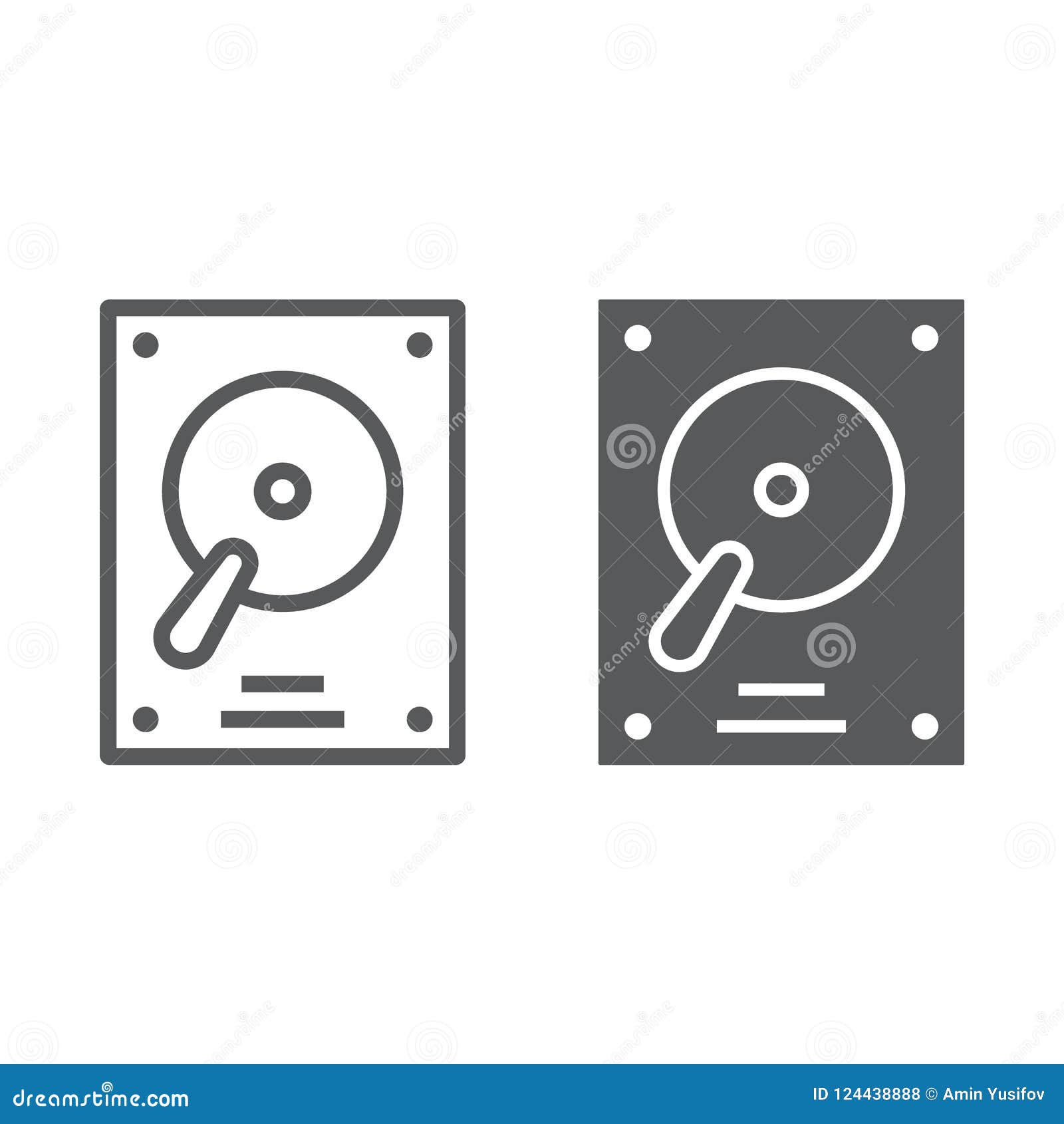 Hard Disk Line and Glyph Icon, Electronic Device Stock Vector ... Hard Disk Line and Glyph Icon, Electronic Device Stock Vector ...