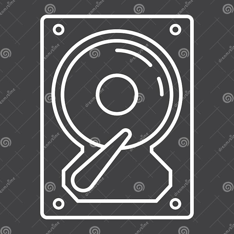 Hard Disk Line Icon, Hardware and Hdd Stock Vector - Illustration of ...