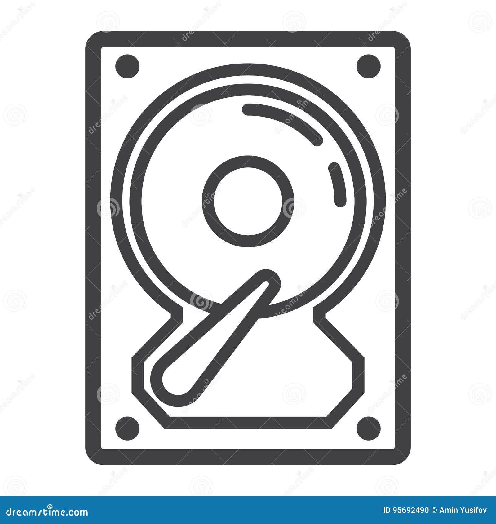 Hard Disk Line Icon, Hardware And Hdd Vector Illustration ...