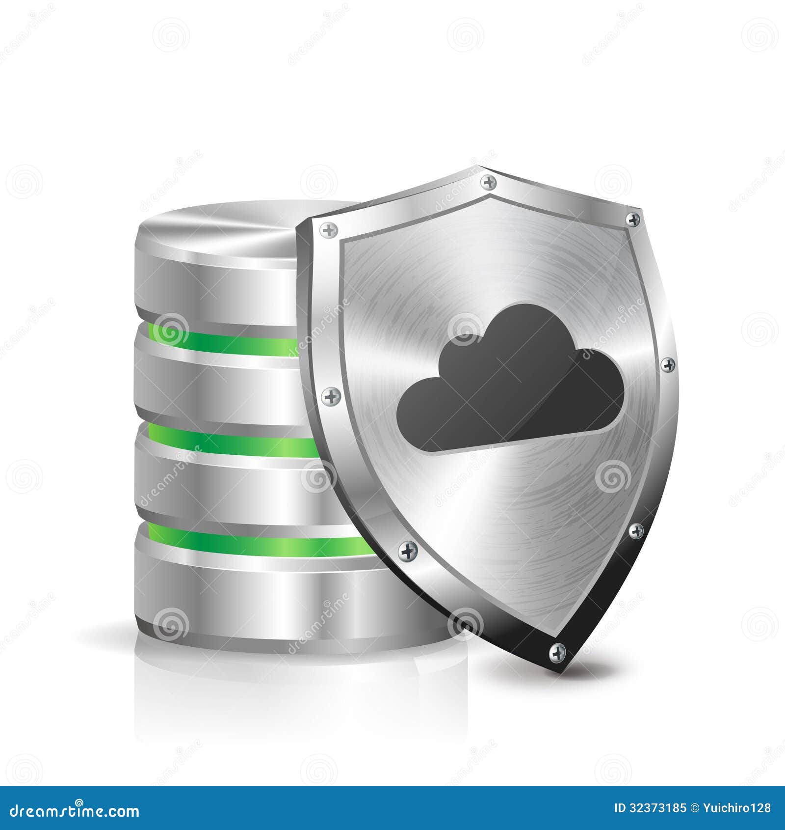 Hard disk and metal shield stock illustration. Illustration of steel ...
