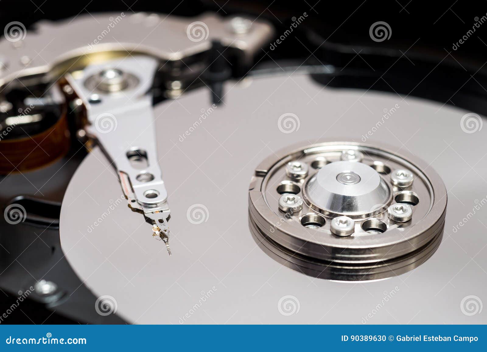 Hard disk open stock photo. Image of technology, inside - 90389630