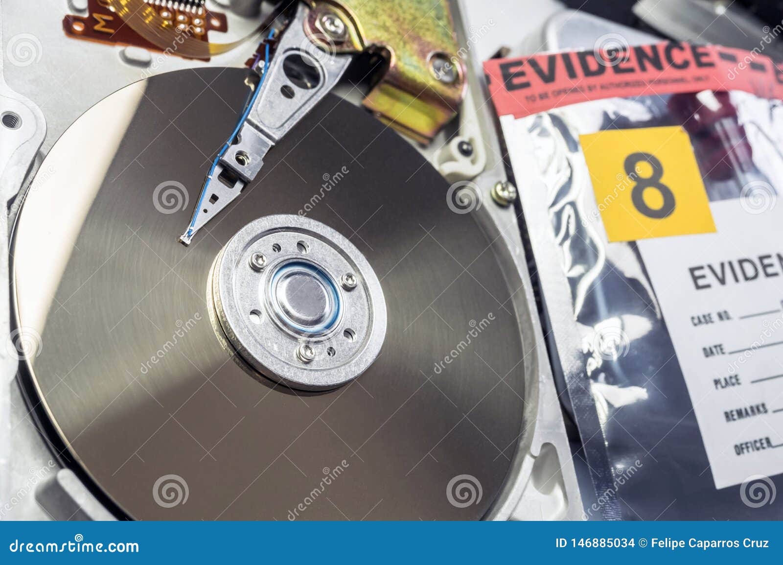 Hard Disk Opened in Criminological Laboratory Stock Photo - Image of ...