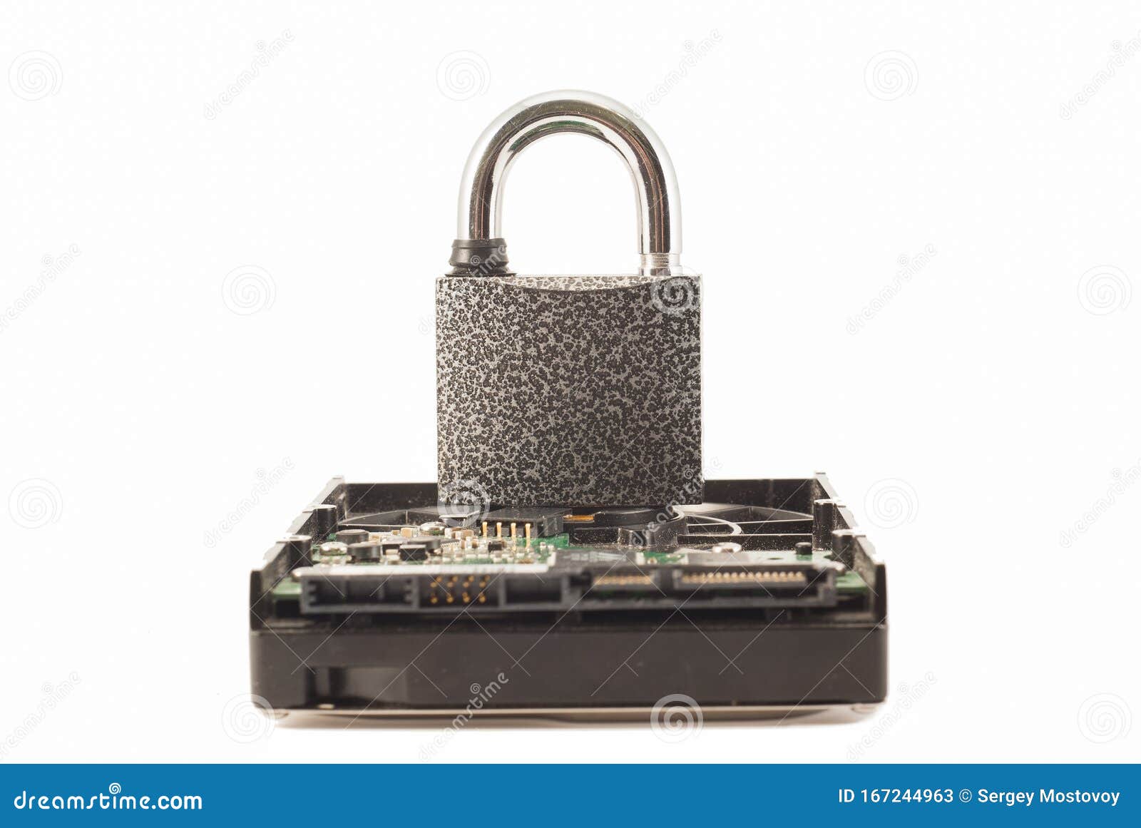 Hard Disk and Padlock on a White Background. the Lock is Locked Stock ...