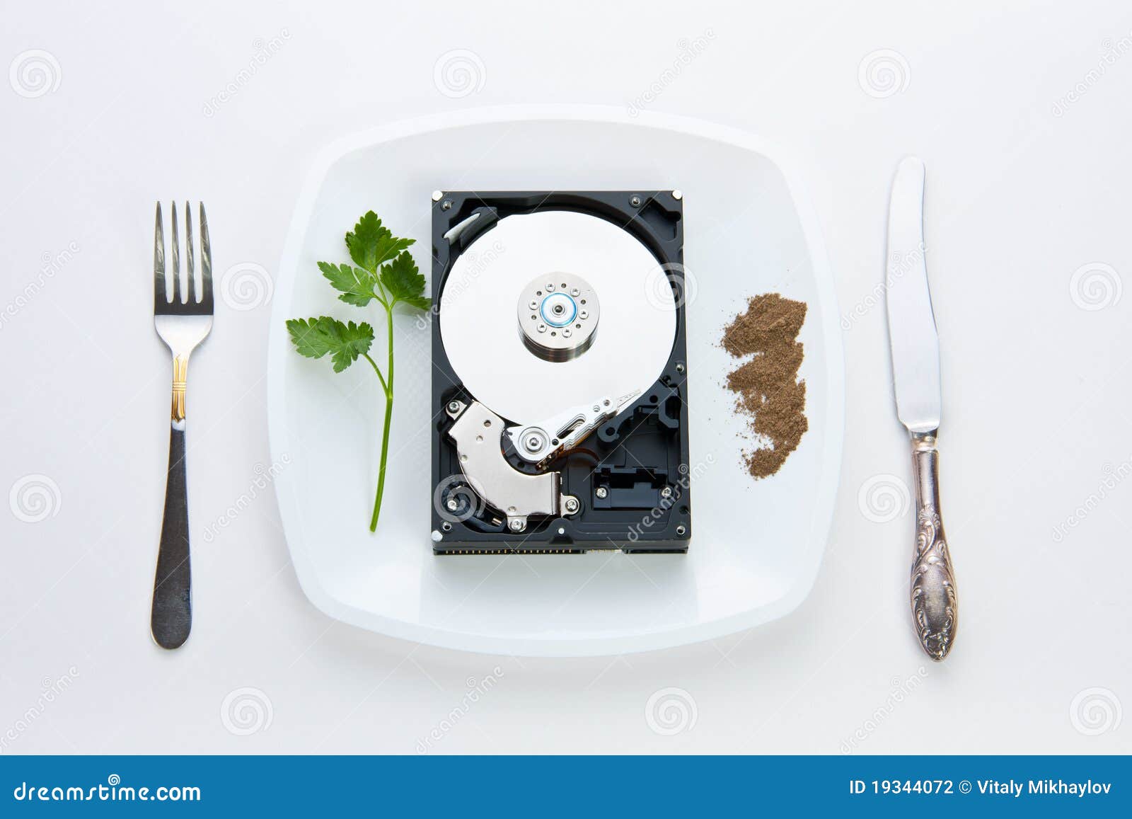 Hard disk on a plate stock photo. Image of hard, information - 19344072
