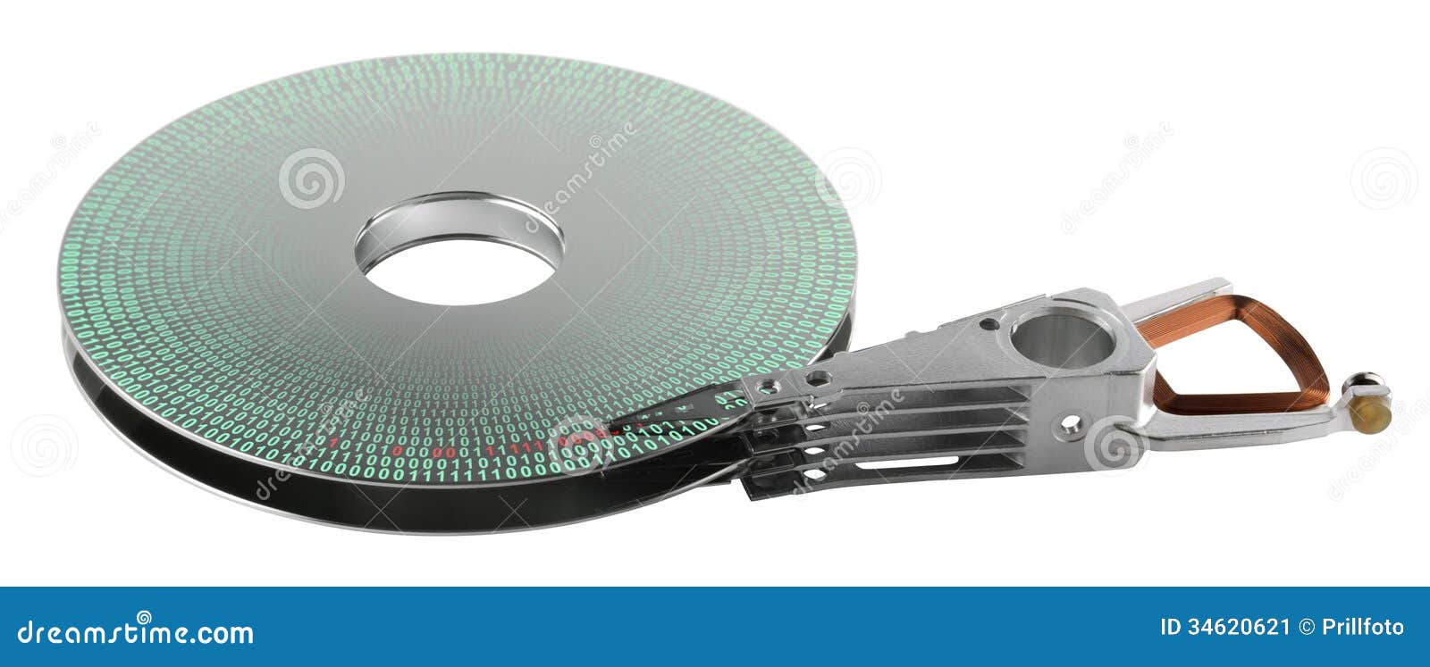 Hard Disk Platter and Actuator Arm Stock Image - Image of code ...