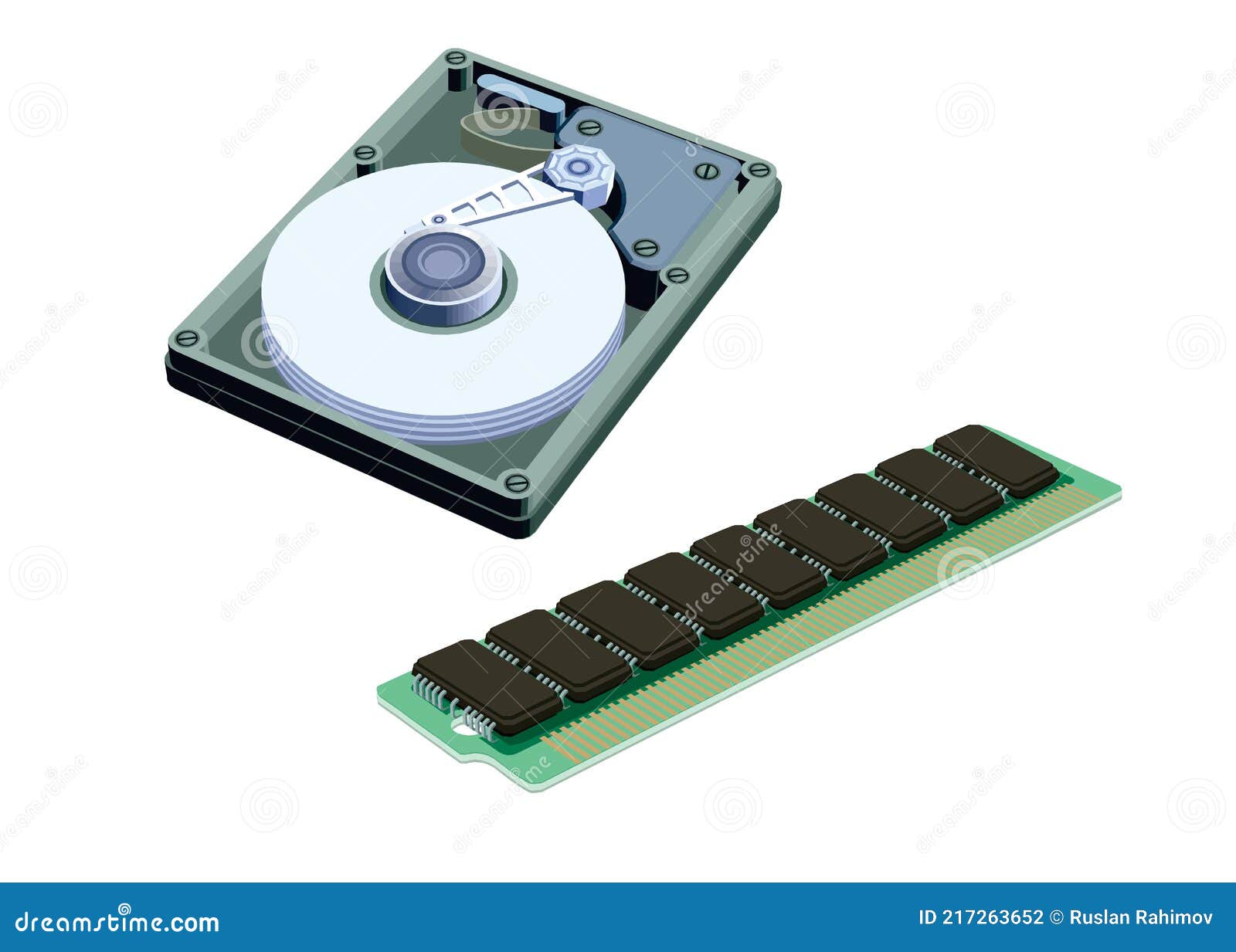 Hard Disk and Ram Vector Icons for Web Design Isolated on White ...