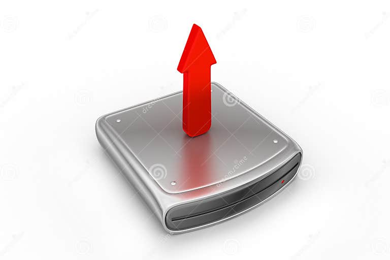 Hard Disk and Red Arrow Symbol of Upload the File To Server Stock ...