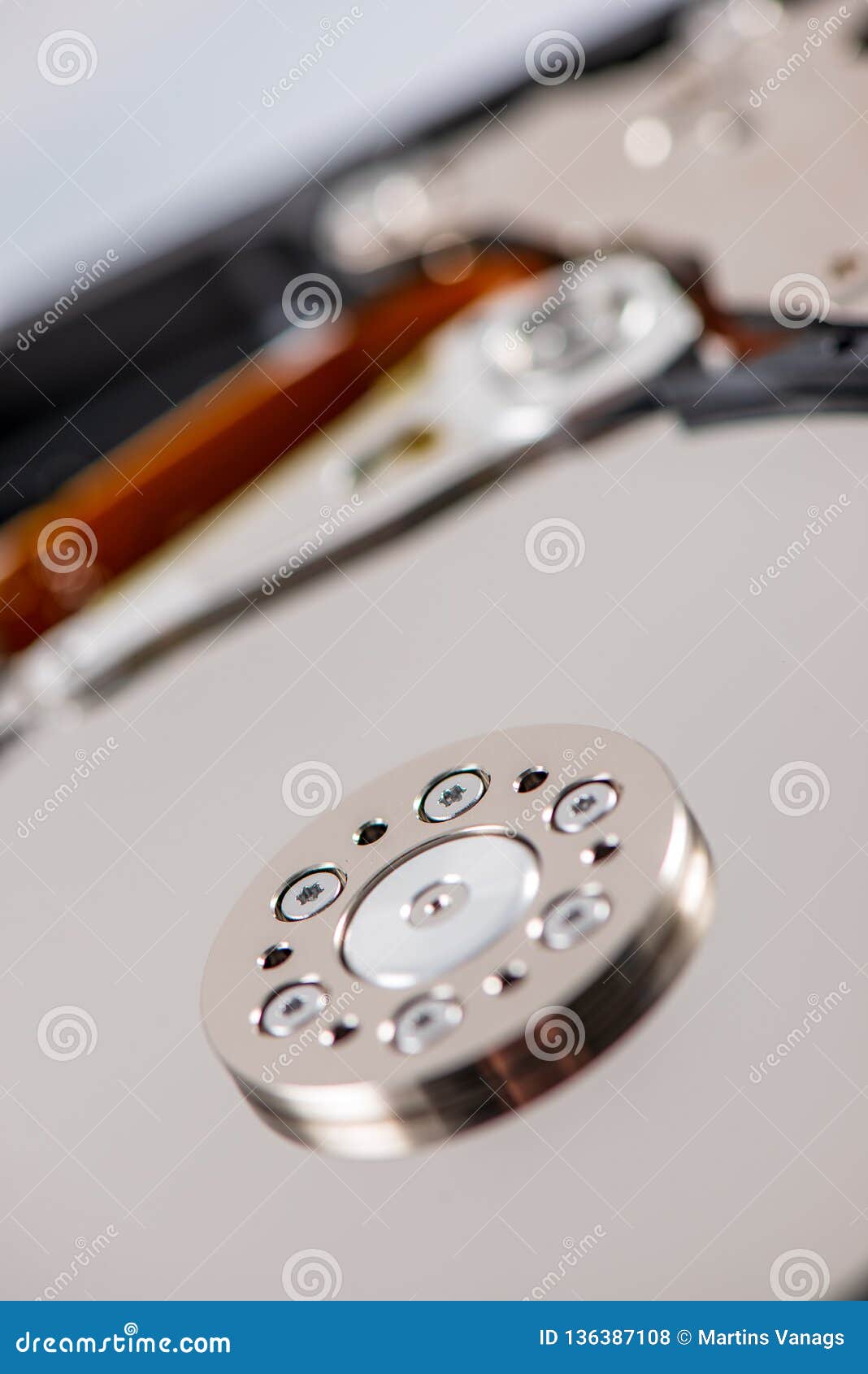 Hard disk rotating details stock photo. Image of electronics - 136387108