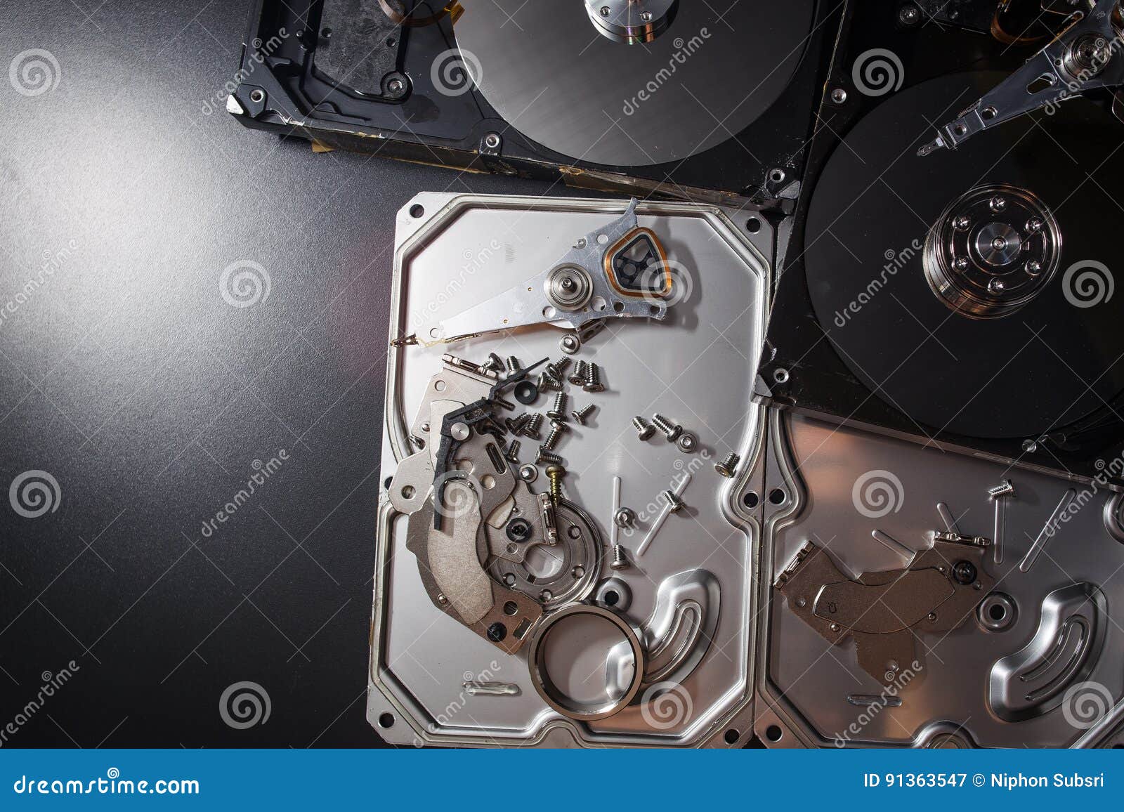 Hard Disk Scrap Electronics Stock Image - Image of storage, drives ...
