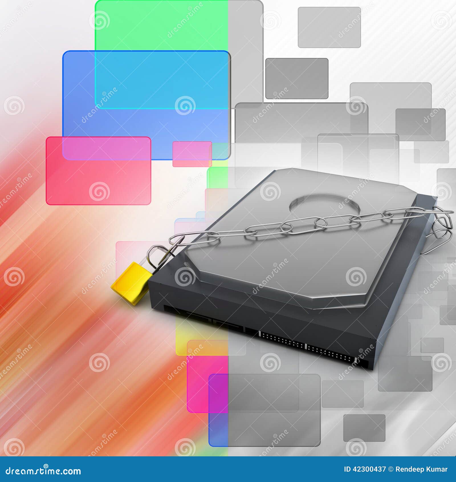 Hard Disk Secured with a Strong Iron Chain and Padlock Stock ...