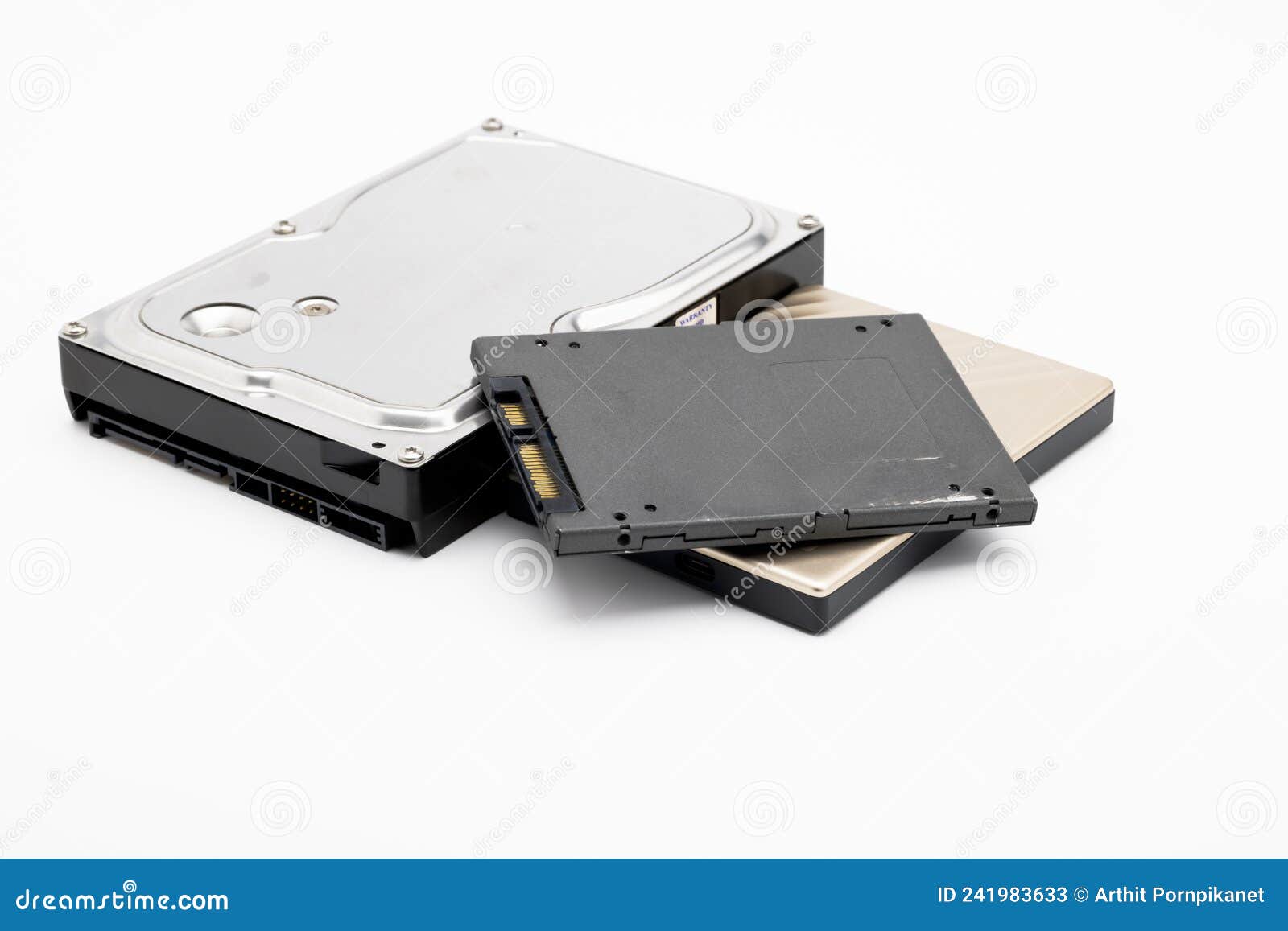 Hard Disk and Ssd Disk (solid State Drive) on White Background , Size ...