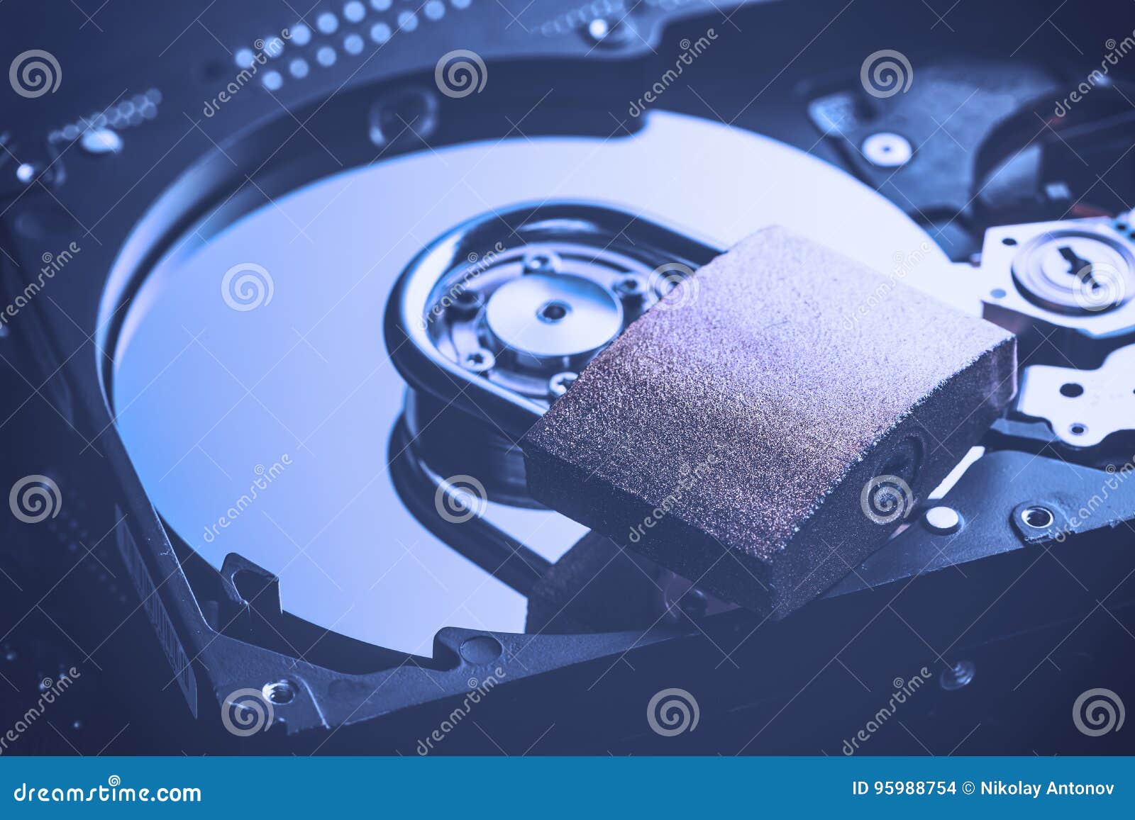 Hard Disk Storage Drive Plate with a Padlock on it. Internet Data ...