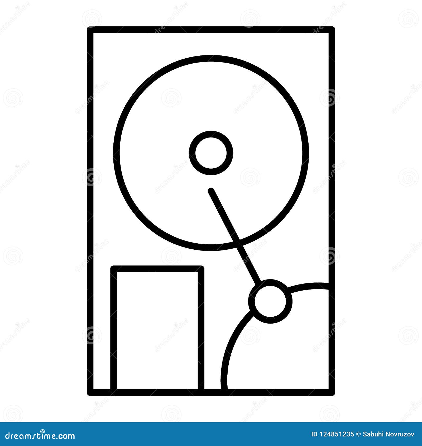 Hard Disk Thin Line Icon. Storage Vector Illustration Isolated on White ...