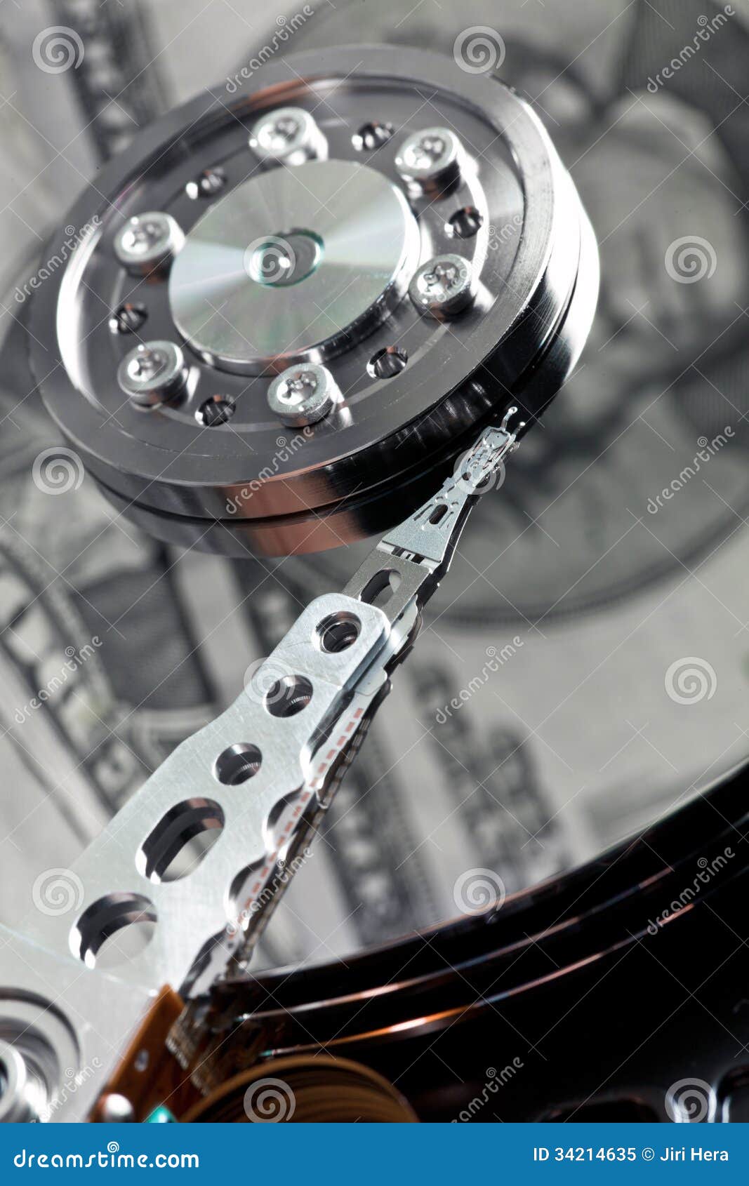 Hard disk with us dollar stock image. Image of harddisk - 34214635