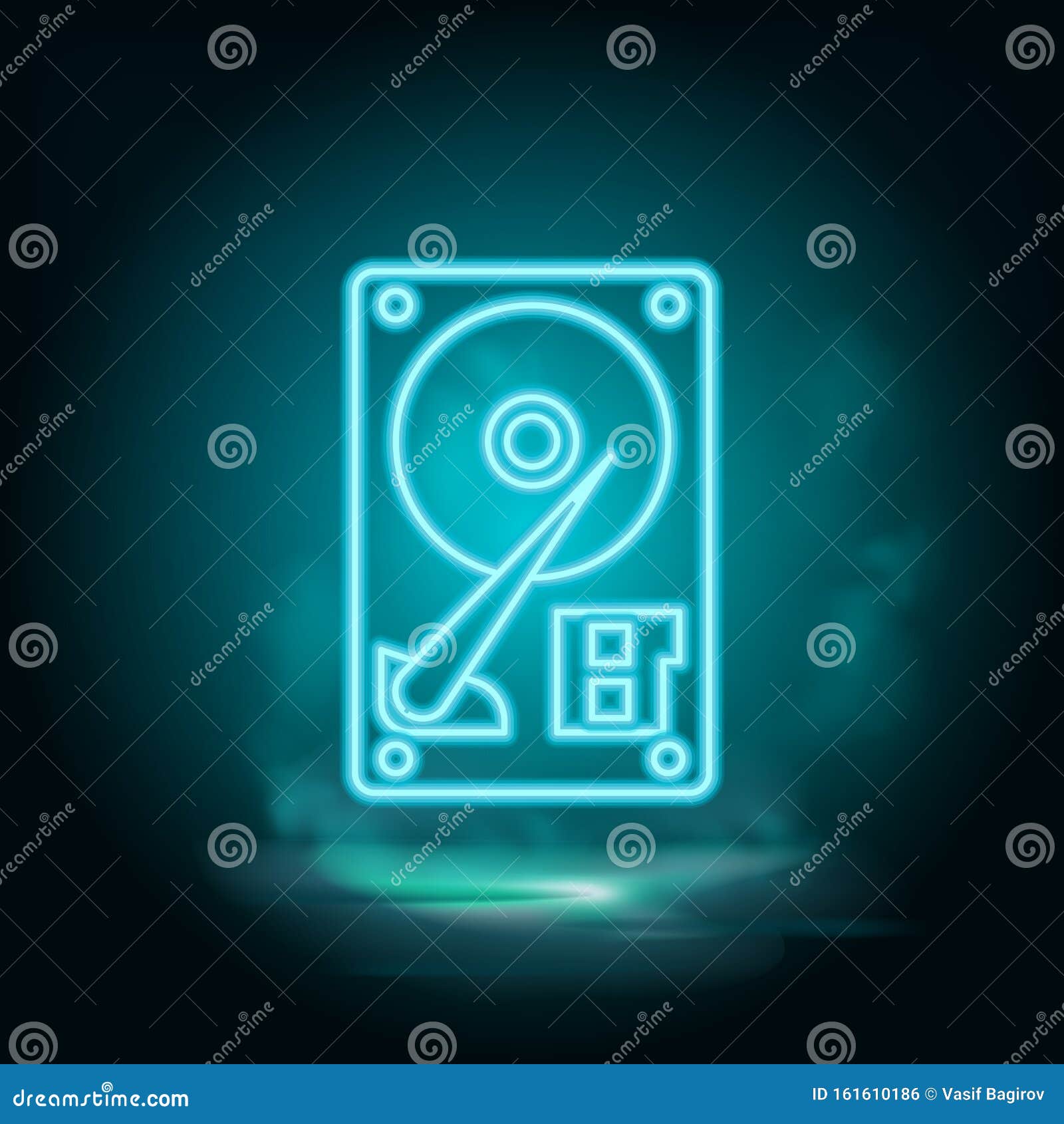 Hard Disk Vector Blue Neon Icon Stock Illustration - Illustration of ...