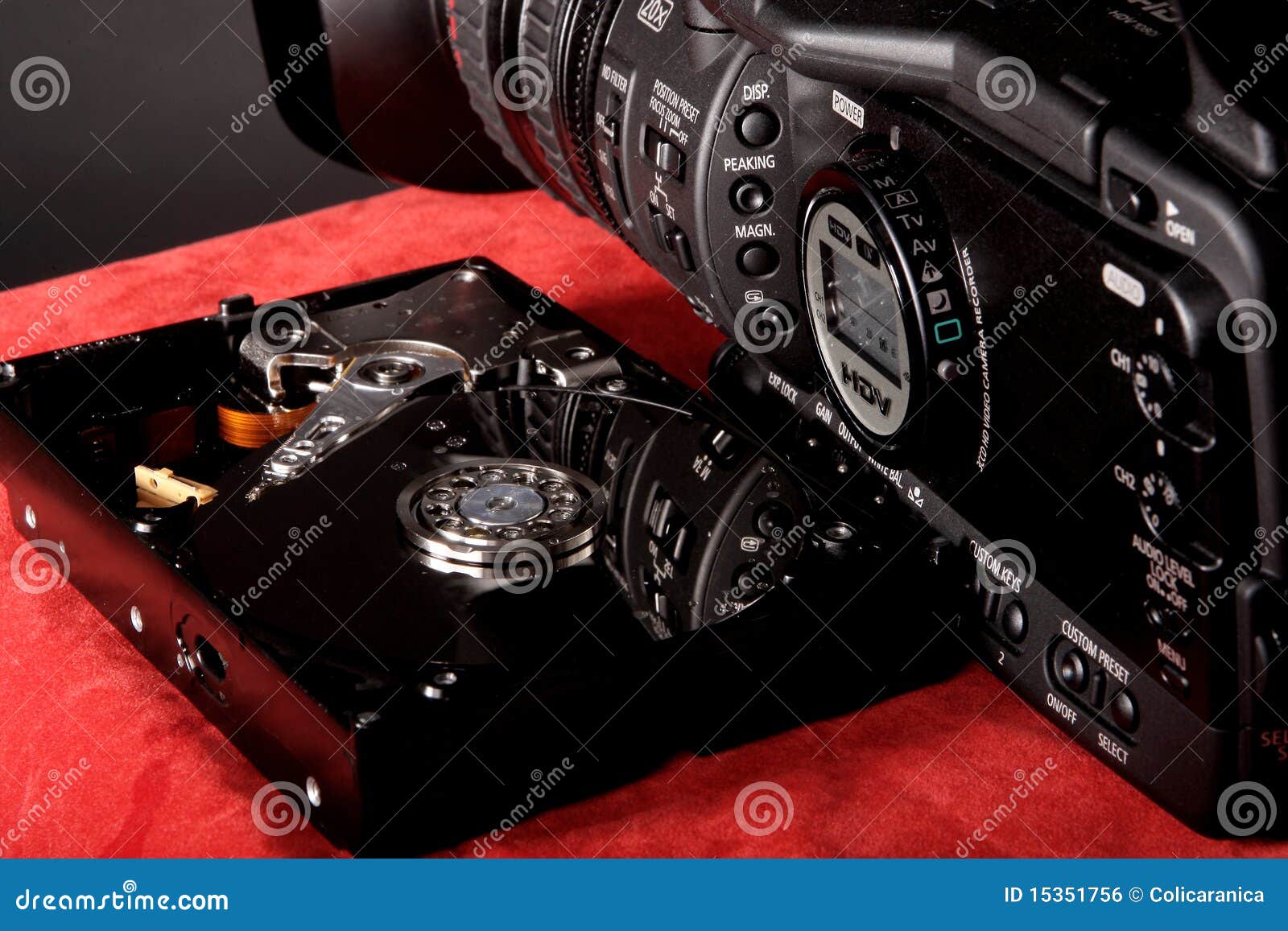 Hard disk and video camera stock photo. Image of camera - 15351756