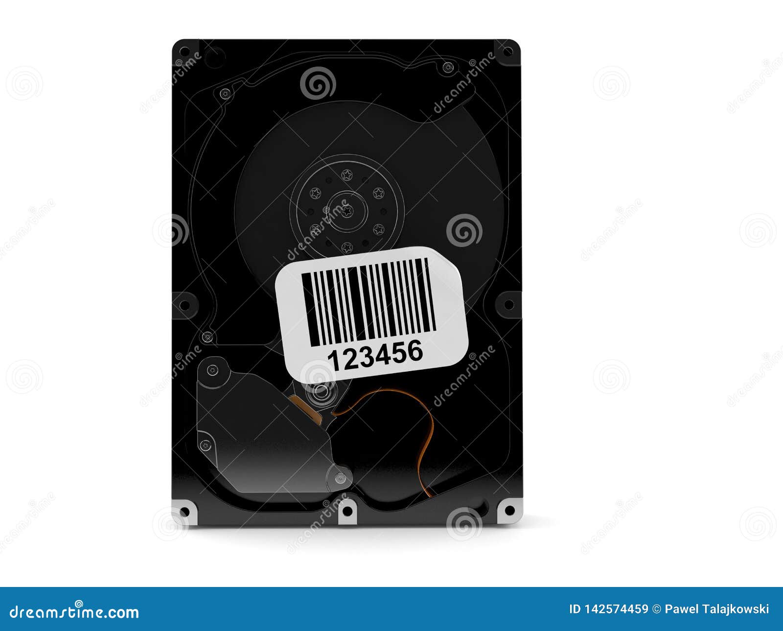 Hard Drive with Barcode Sticker Stock Illustration - Illustration of ...