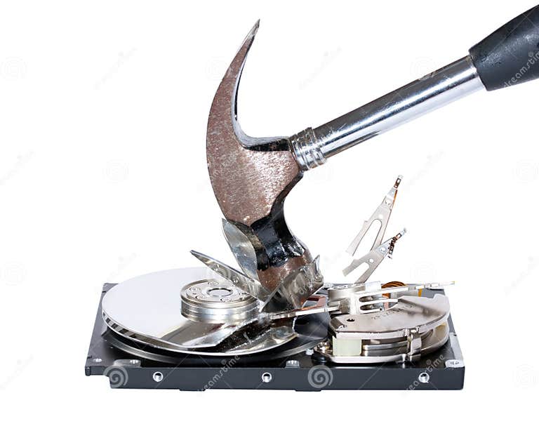 Hard Drive Being Destroyed with Hammer Stock Image - Image of digital ...