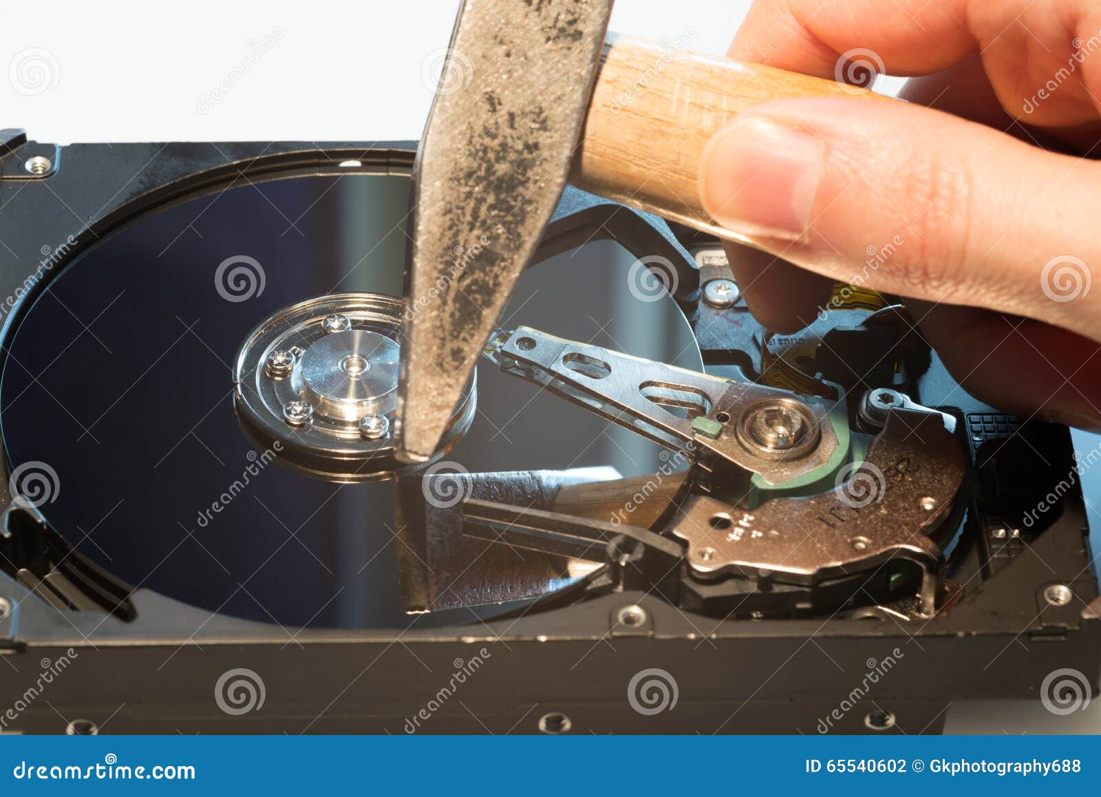 Hard Drive Being Destroyed with Hammer Stock Photo - Image of concept ...