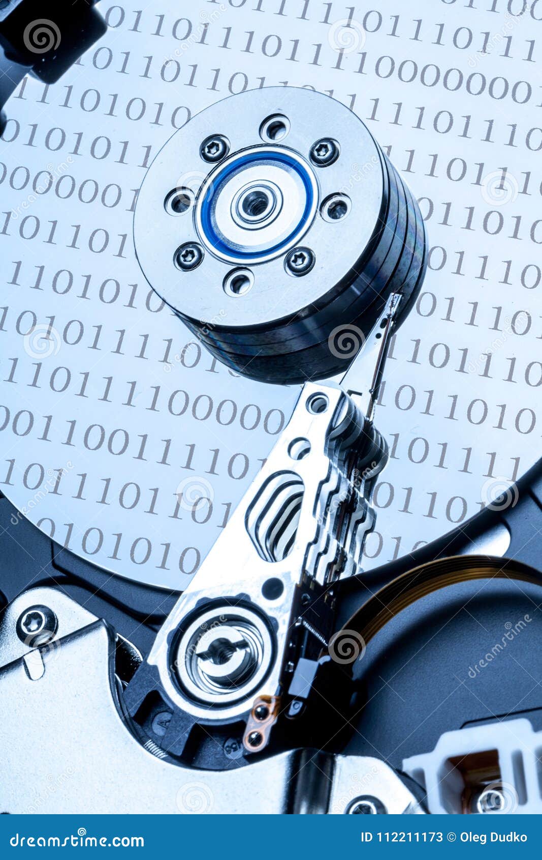 Hard Disk Drive with Binary Code Reflections Stock Image - Image of ...