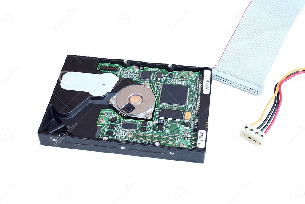 Hard Drive with cables stock photo. Image of component - 1092380