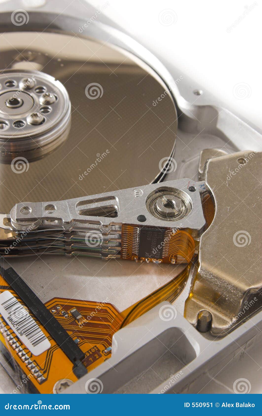 Hard drive close-up stock image. Image of disc, data, head - 550951