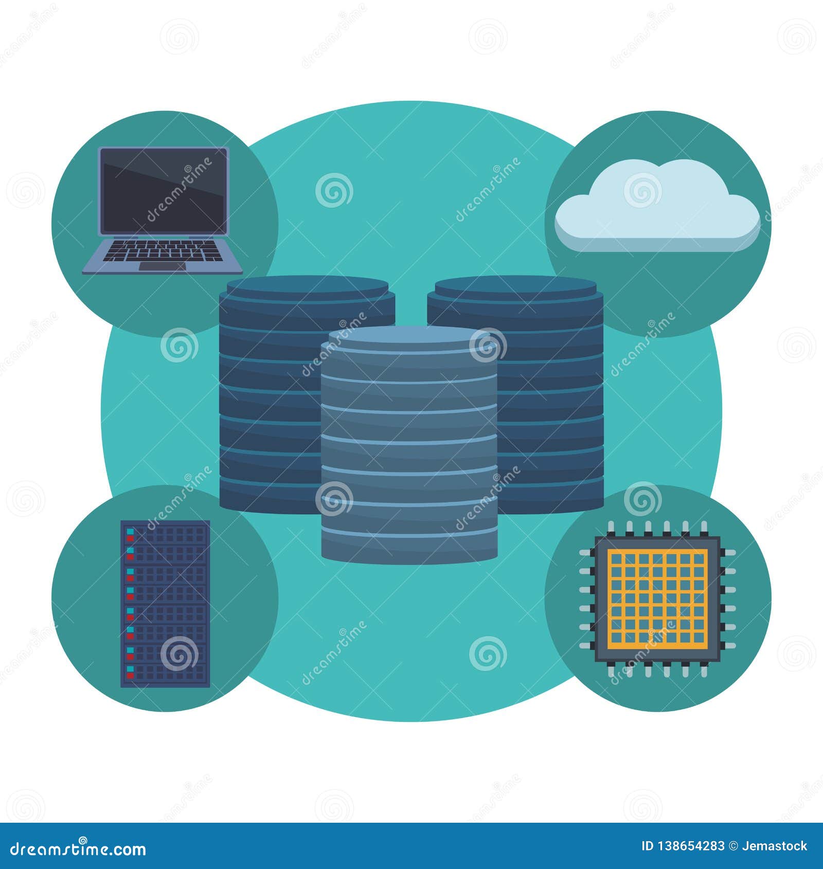 Hard drive with cloud stock vector. Illustration of pictogram - 138654283
