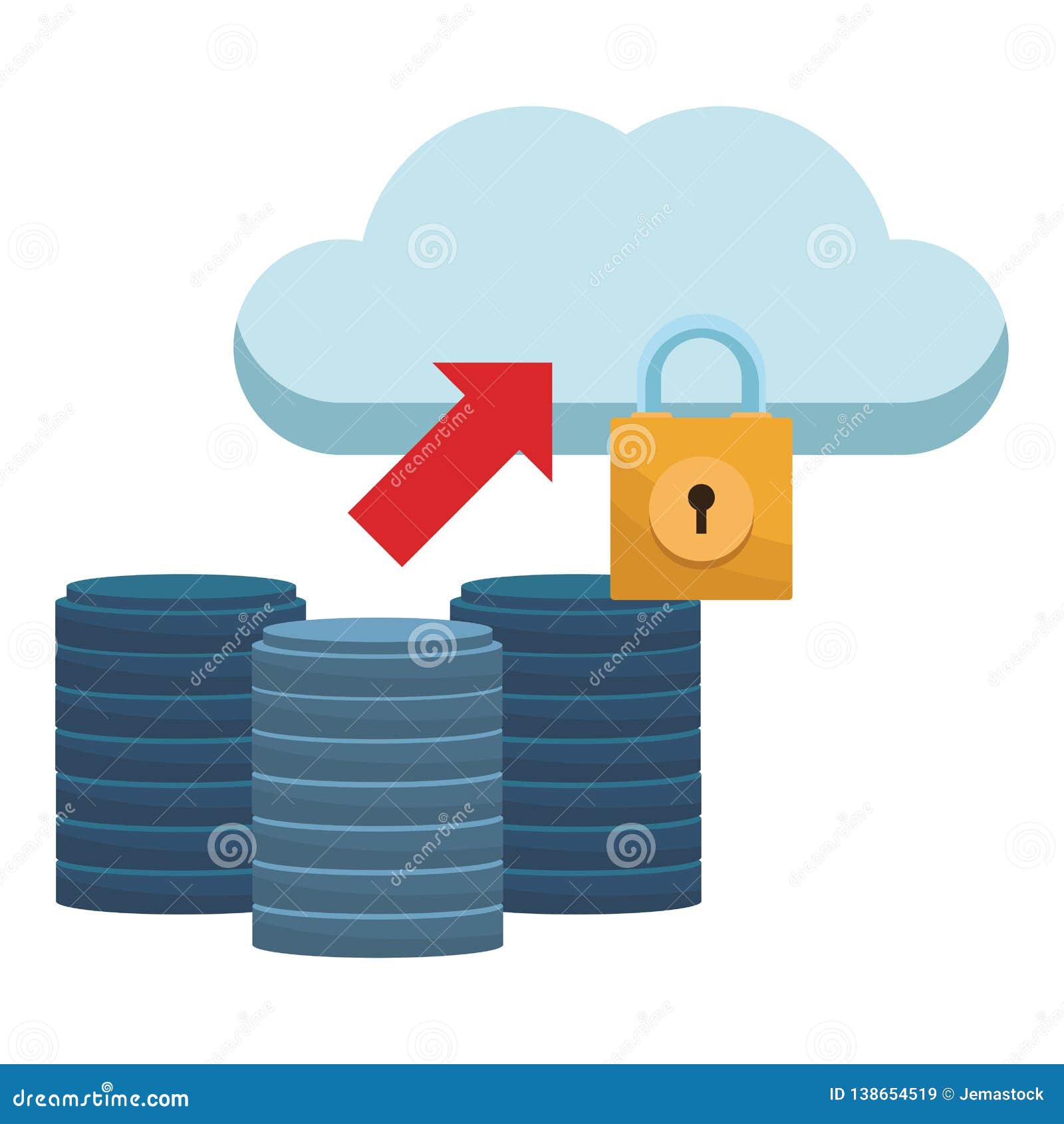 Hard drive with cloud stock vector. Illustration of digital - 138654519