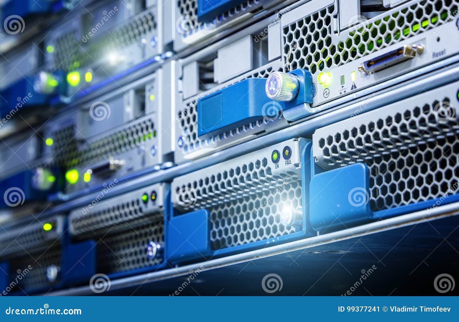 The Hard Drive in Computer Server is Close-up. Data Storage is ...