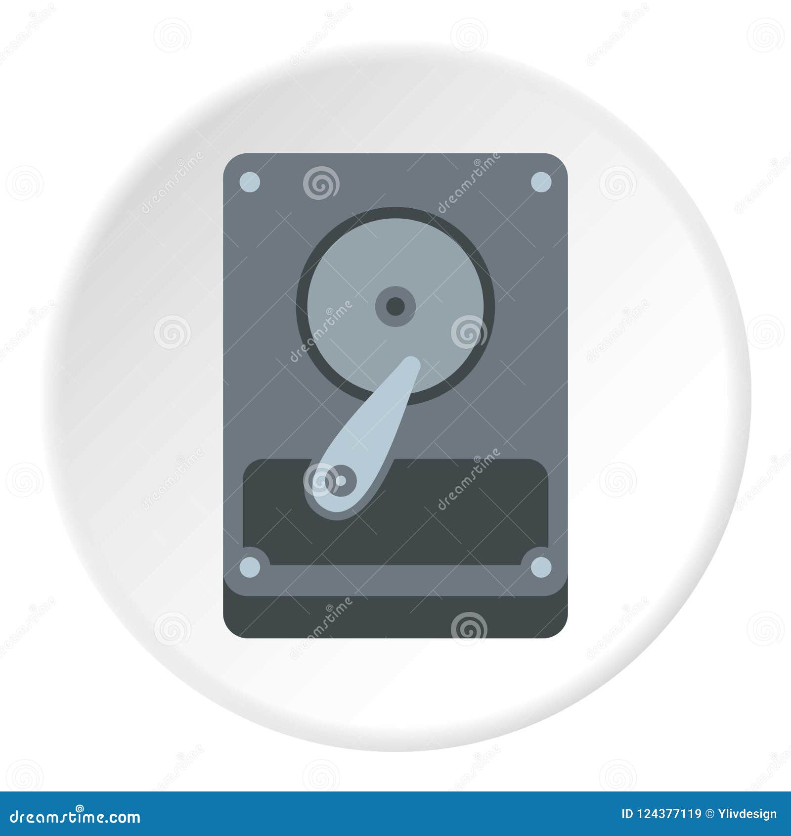 Hard Drive Data Icon, Flat Style Stock Illustration - Illustration of ...