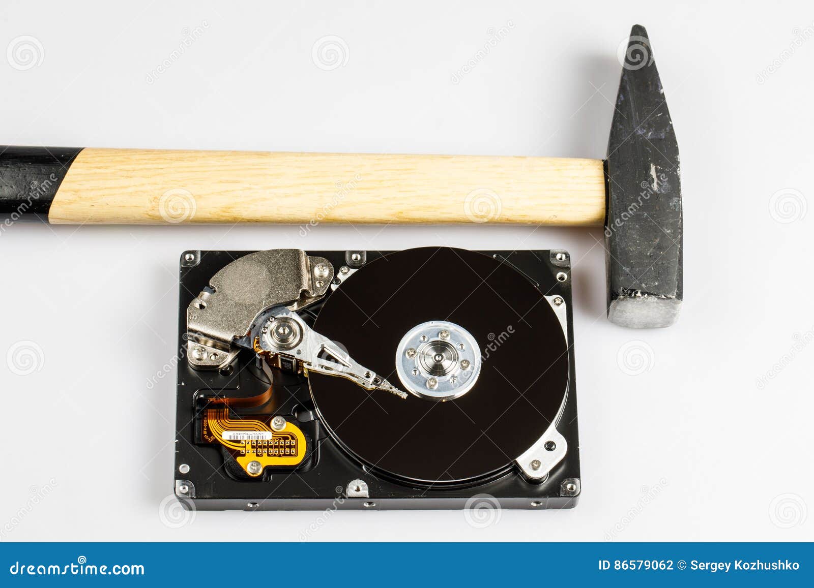 Hard Drive Disk and Hammer Repair Stock Photo - Image of device ...