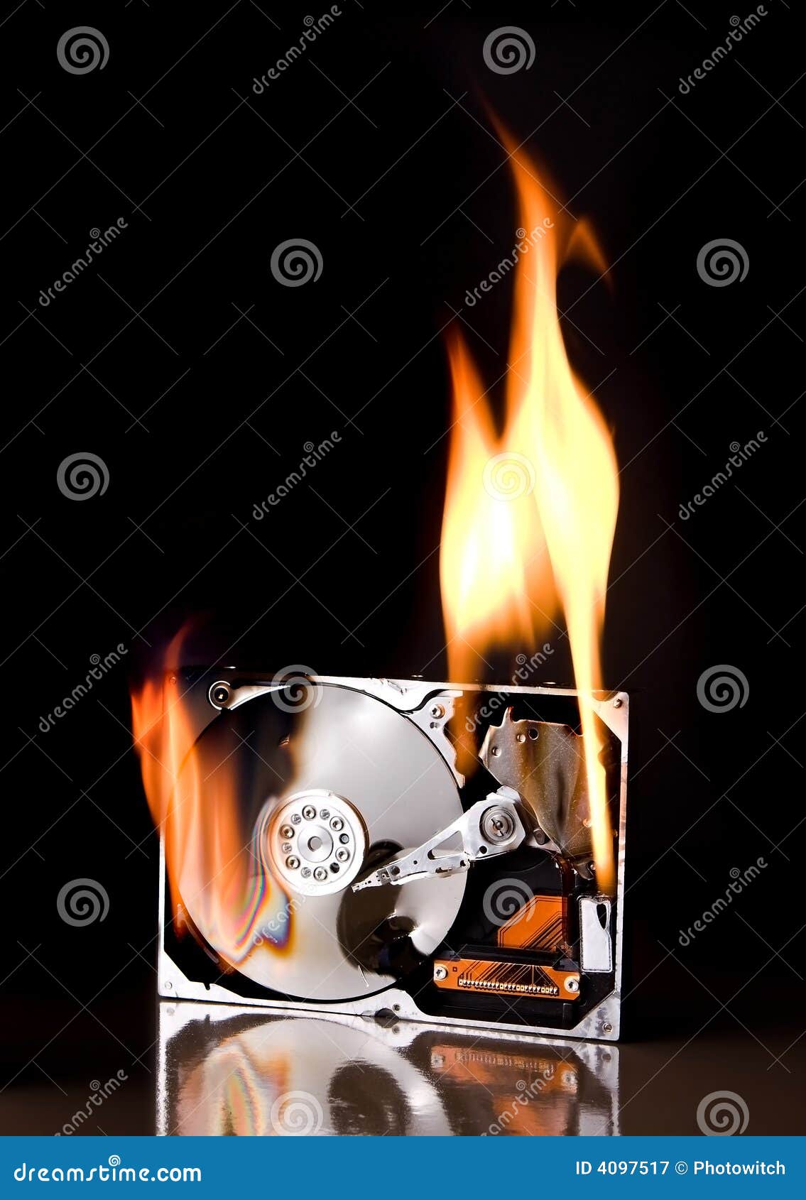 Hard drive on fire stock image. Image of files, disaster - 4097517