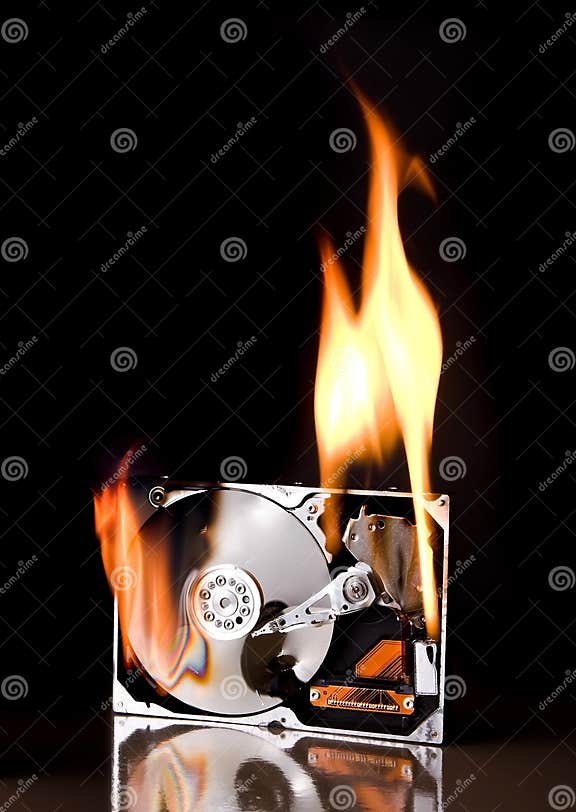 Hard drive on fire stock image. Image of files, disaster - 4097517