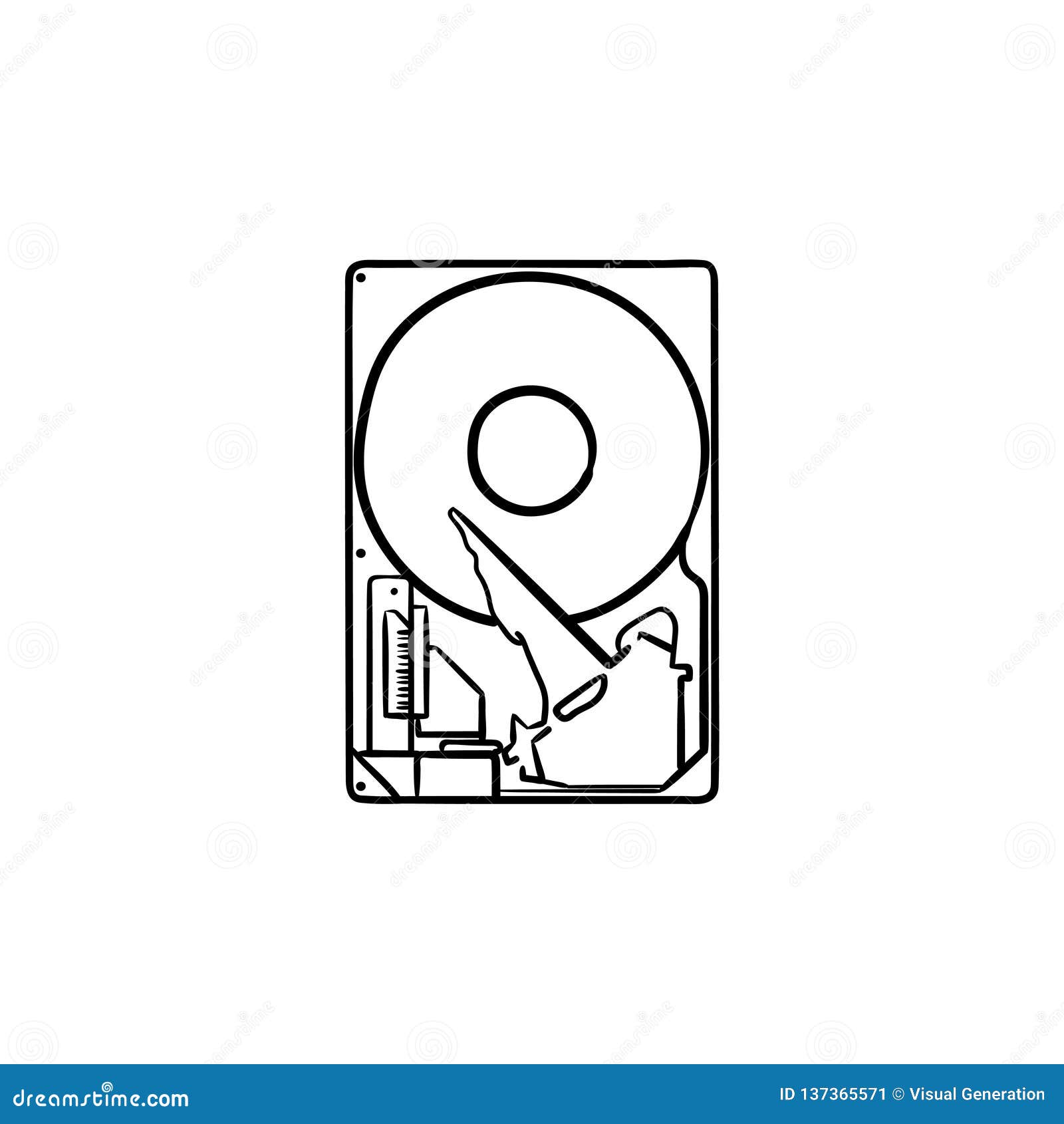 Hard Drive Hand Drawn Outline Doodle Icon. Stock Vector - Illustration ...