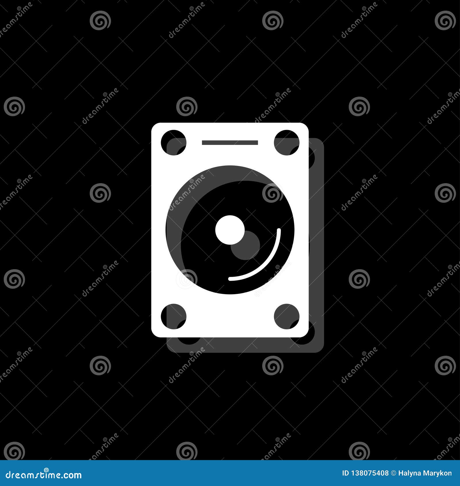 Hard drive icon flat stock illustration. Illustration of flat - 138075408