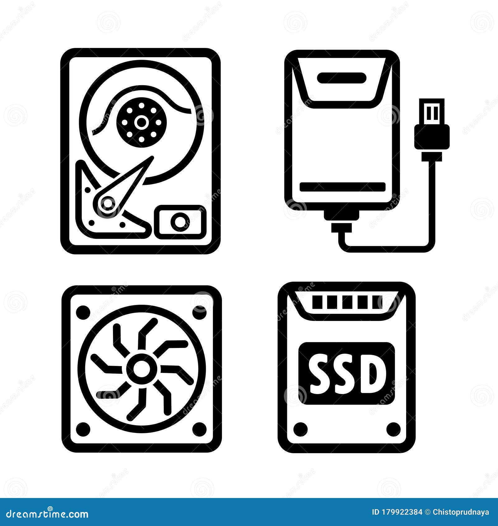 Hard Drive Icons stock vector. Illustration of internal - 179922384