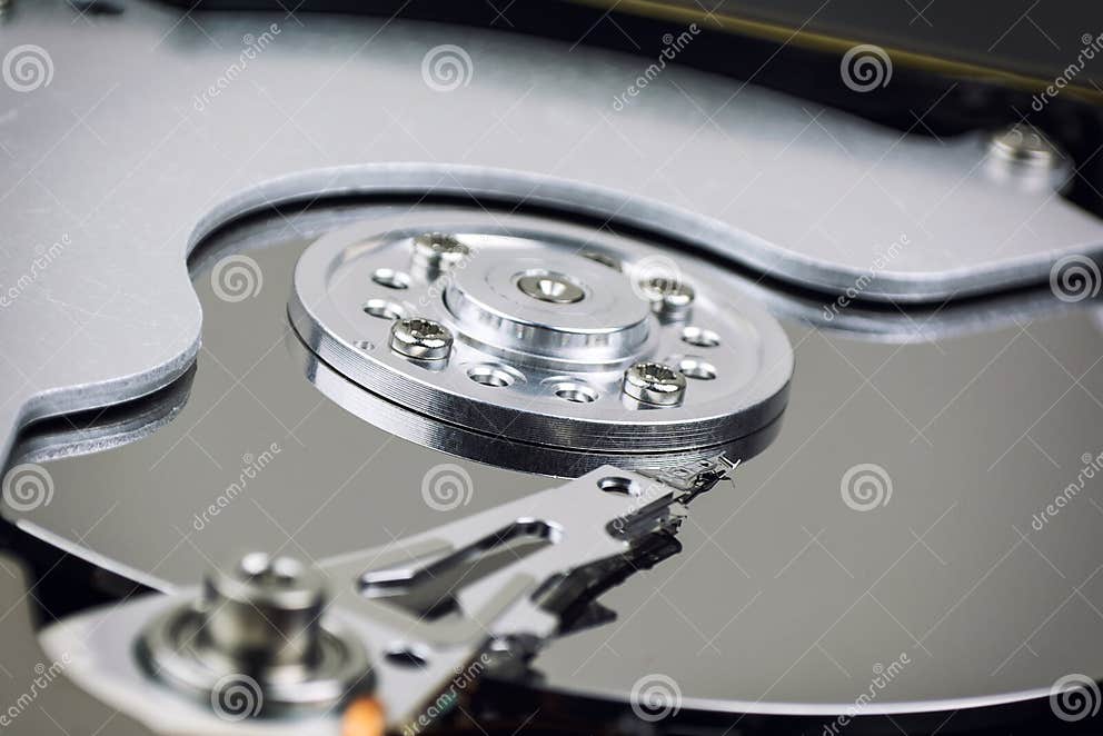 Hard Drive Inside Close Up. Stock Photo - Image of technology, storage ...
