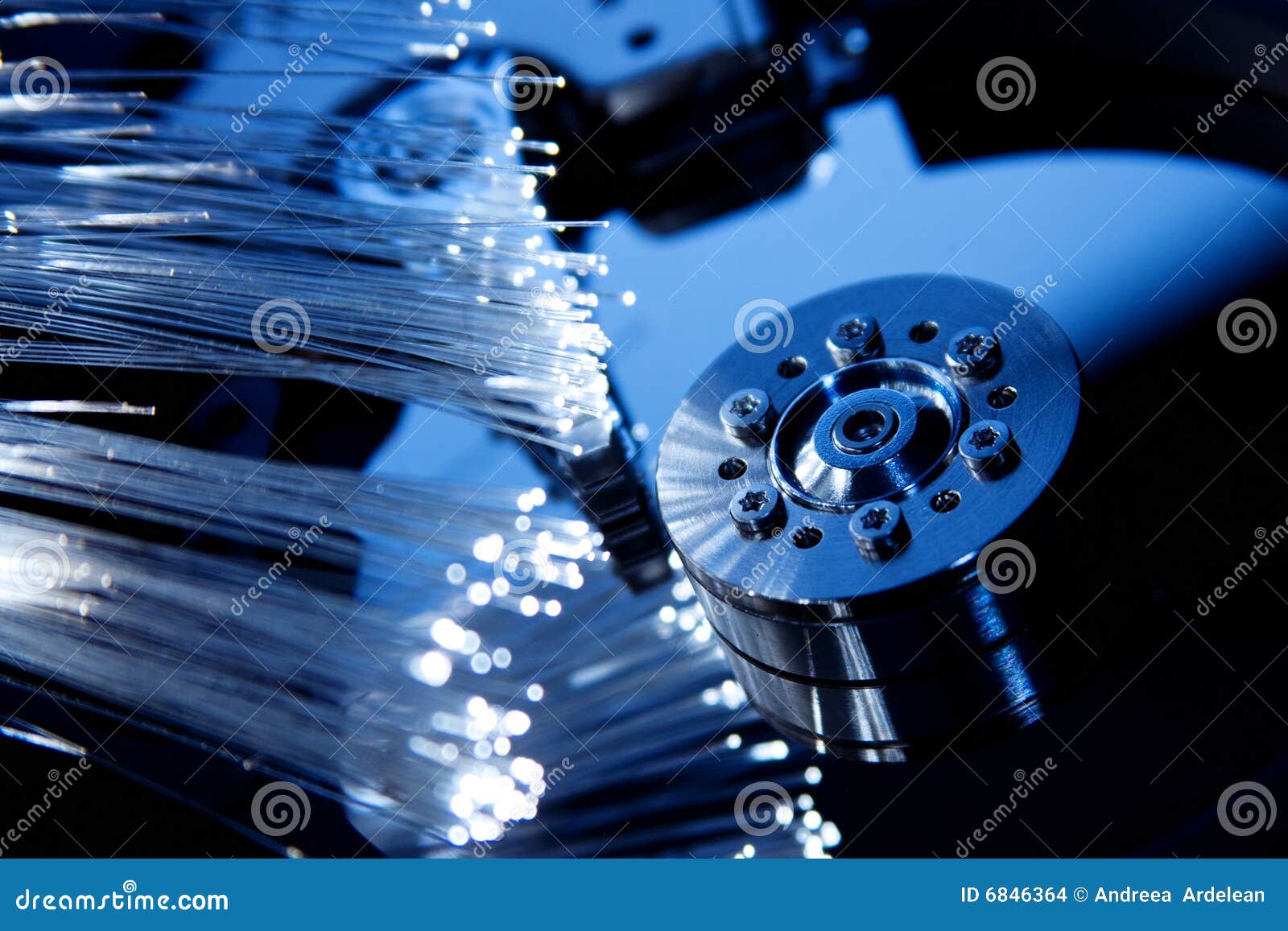 Hard drive and optic fiber stock photo. Image of data - 6846364