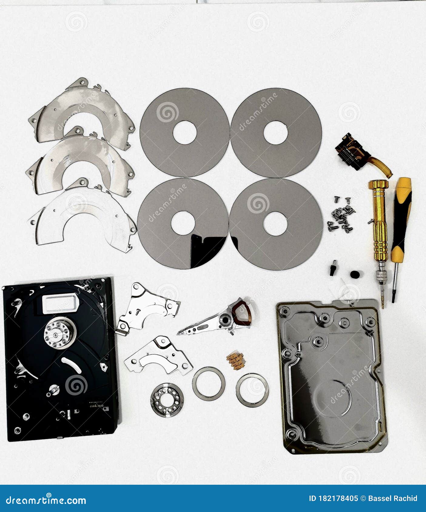 Hard Disk Parts, HDD stock image. Image of parts, drive - 182178405