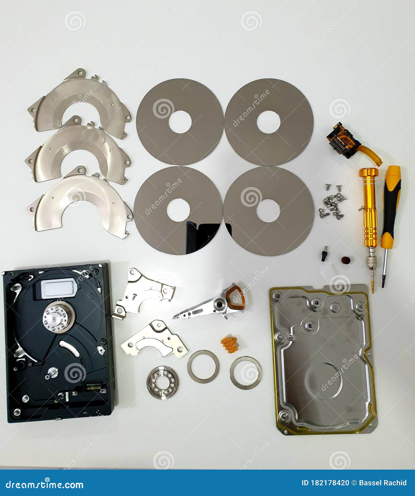 Hard Disk Parts, HDD stock photo. Image of lighting - 182178420